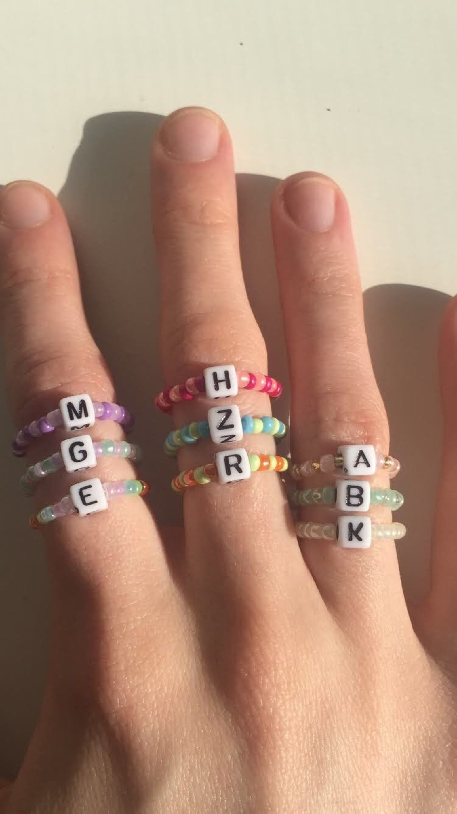 Beaded Letter Rings Initial Rings Pearl Beaded Rings | Etsy