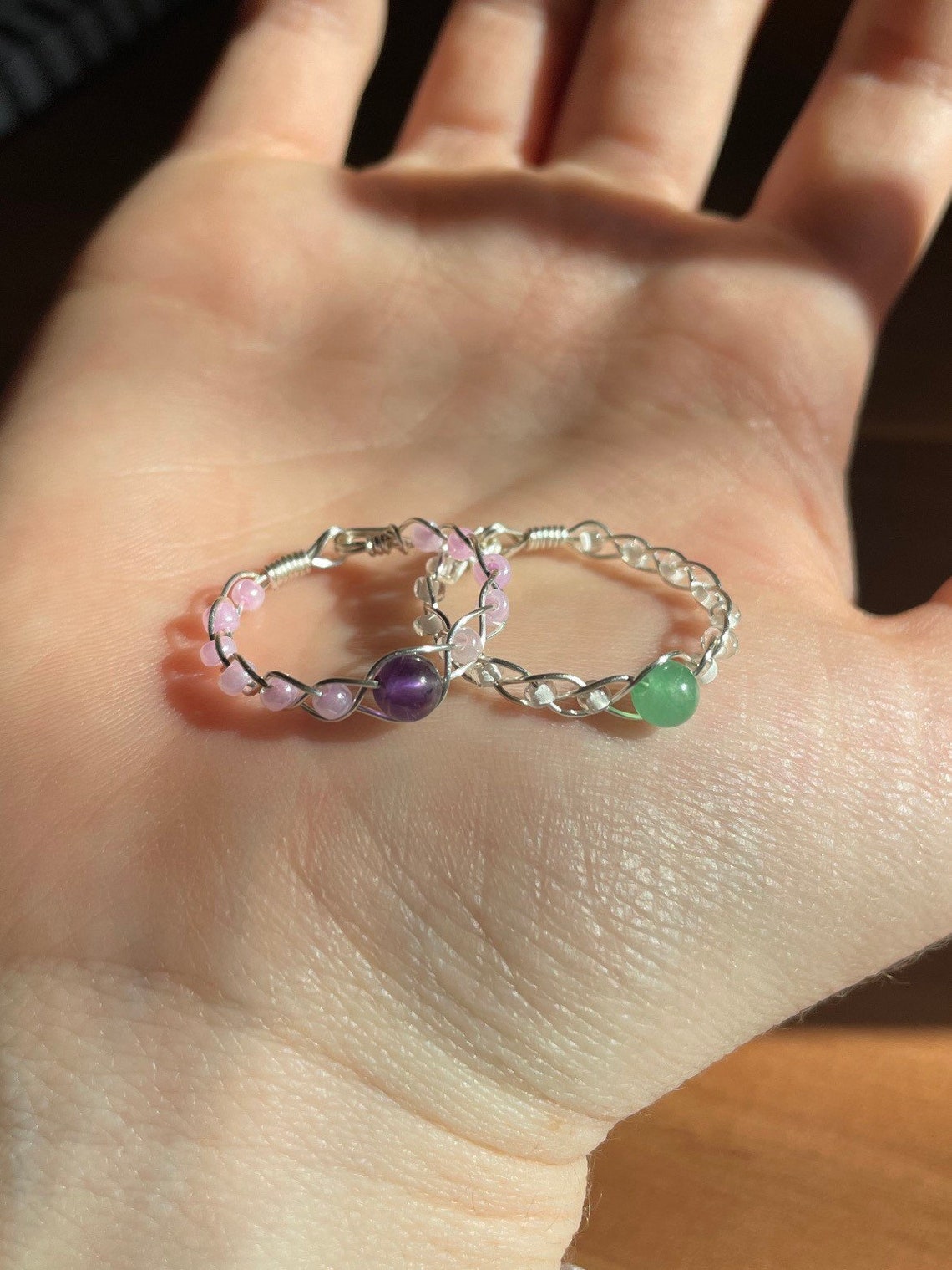 Silver and Gold Braided Wire Rings Braided Crystal Rings 3 - Etsy