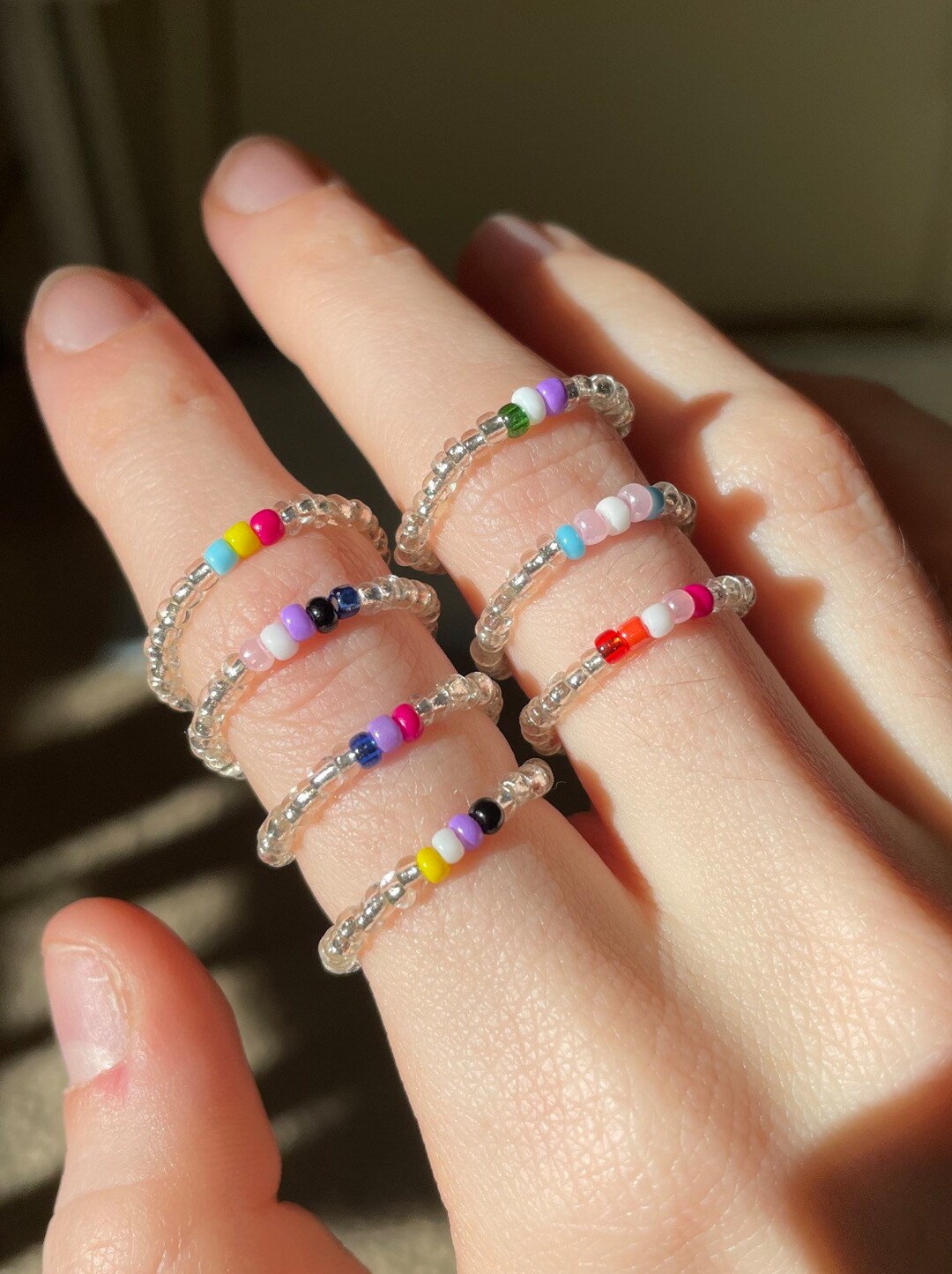 Subtle Pride Flag Rings, Dainty Seed Bead Pride Rings, Pride Stretchy ...