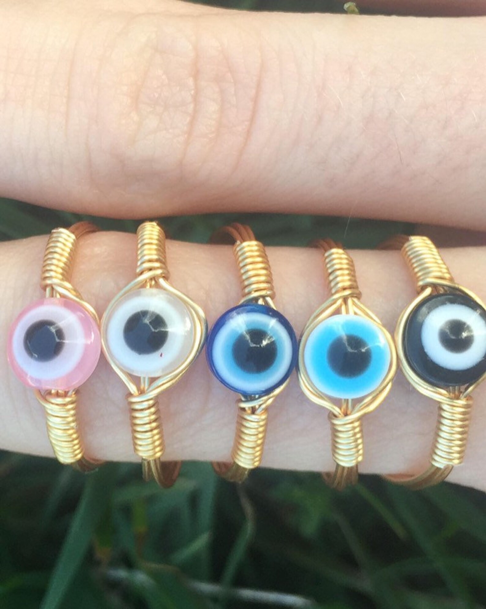 Evil Eye Wire Rings, Evil Eye Protection Rings, Spiritual Rings, Evil ...