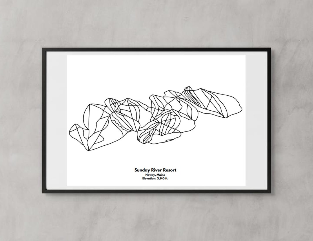 Sunday River Resort Ski Trail Map Minimalist Print - Digital Download ...