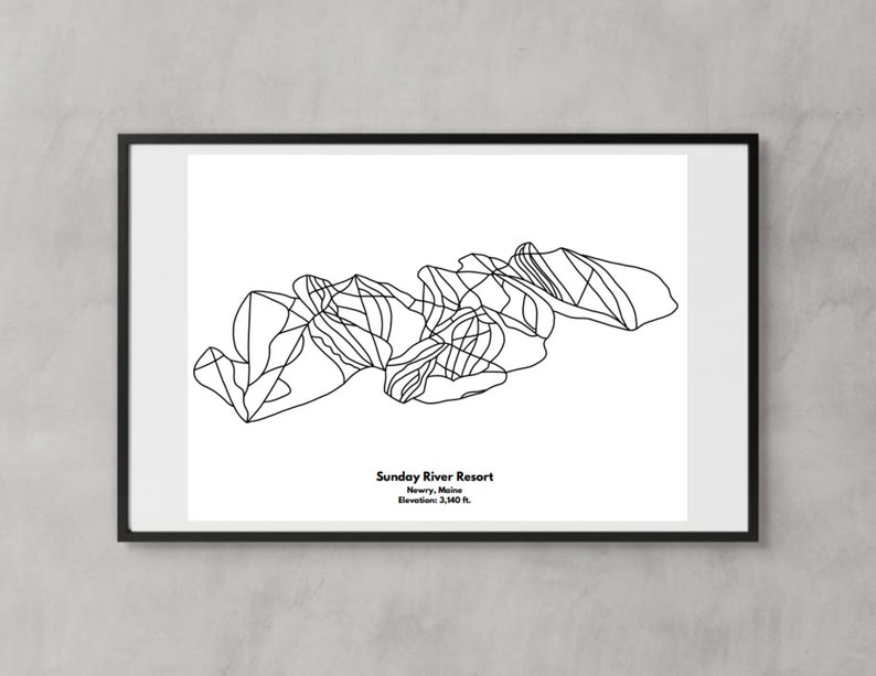 Sunday River Resort Ski Trail Map Minimalist Print - Digital Download ...