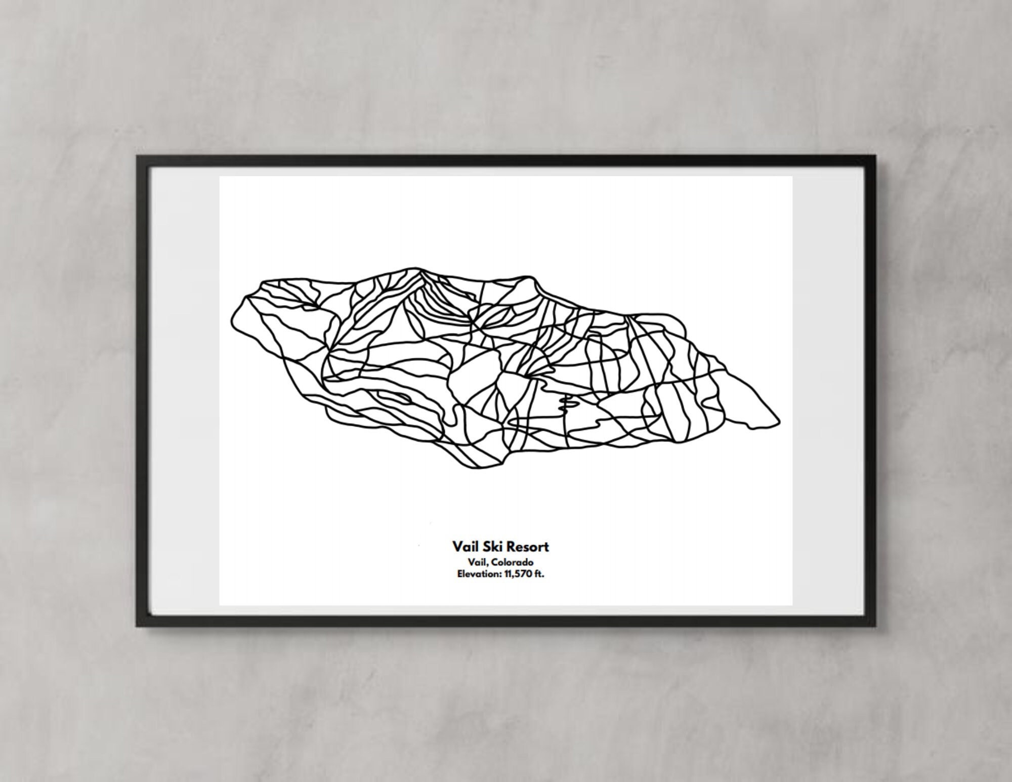 Vail Resort Ski Trail Map Minimalist Print - Digital Download - Etsy