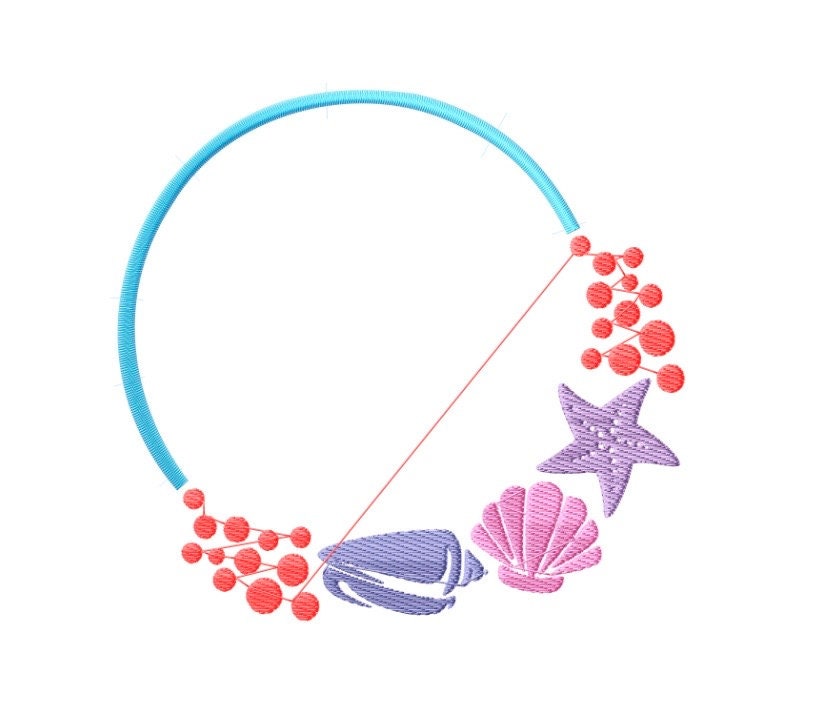 Seashell Starfish Circle DIGITAL EMBROIDERY DESIGN, Multiple Format 4x4 ...