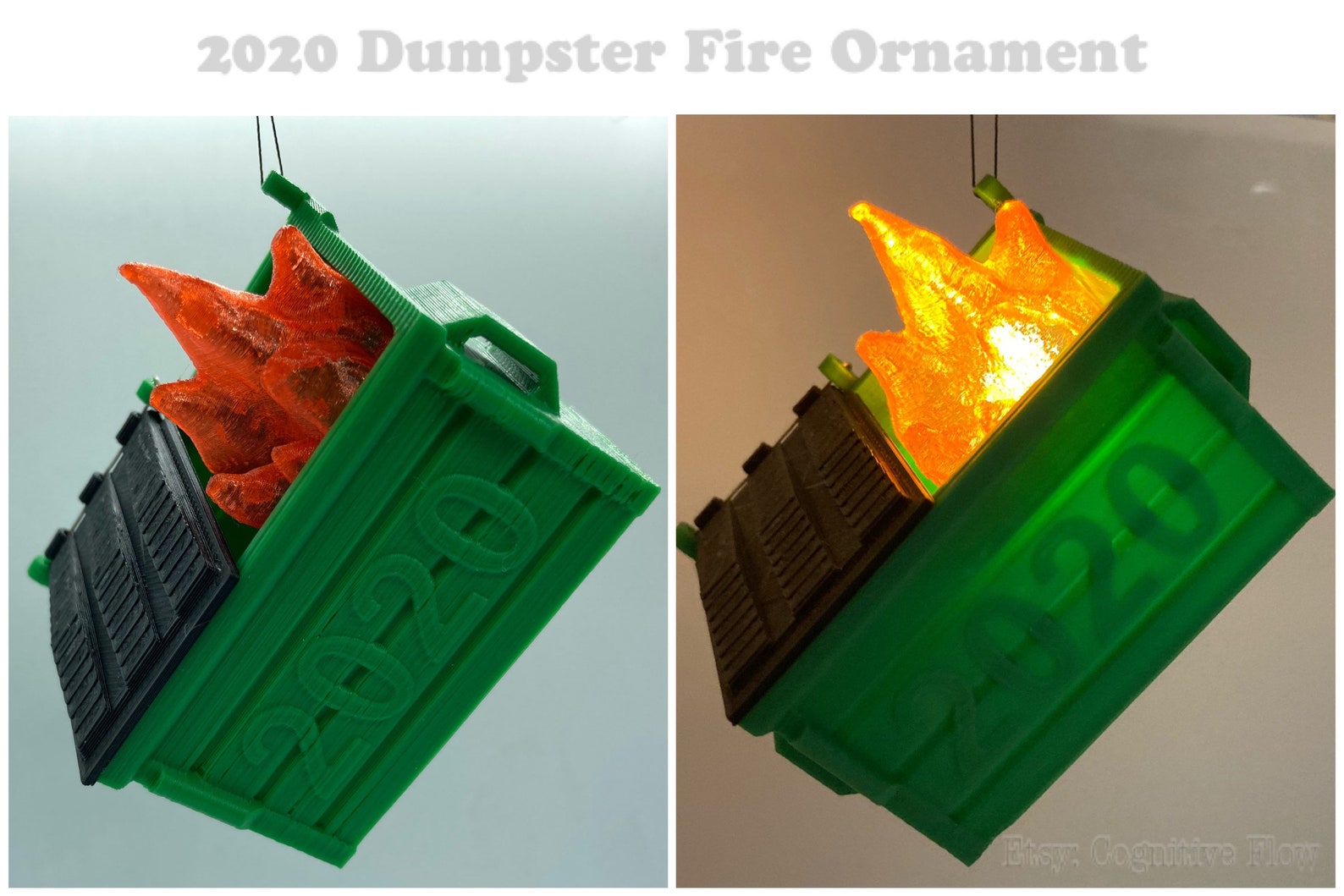 2020 Dumpster Fire Lit Ornament 3D Printed With LED Light - Etsy Canada