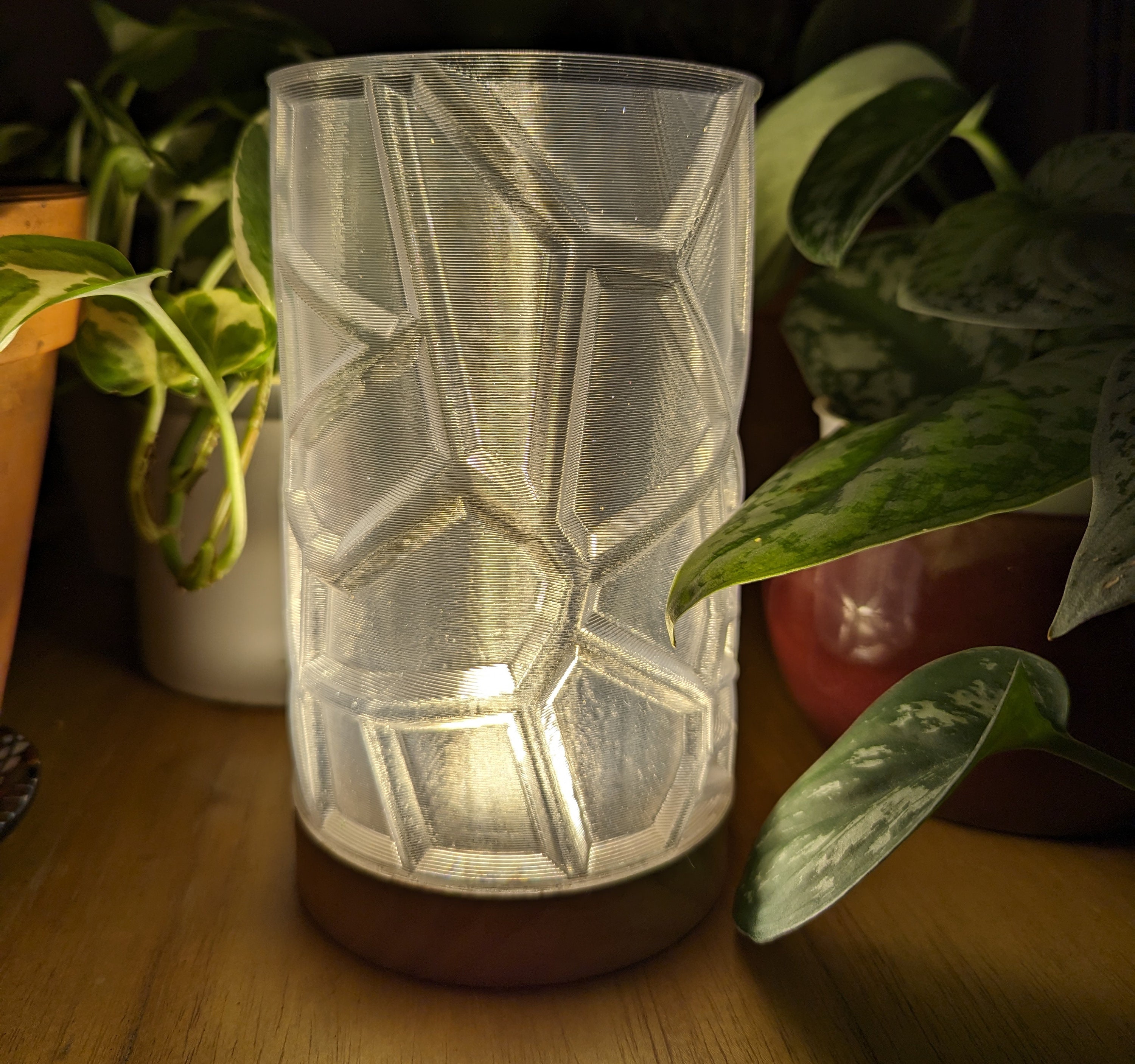 Voronoi 3D Printed LED Light With Wood Base - Etsy