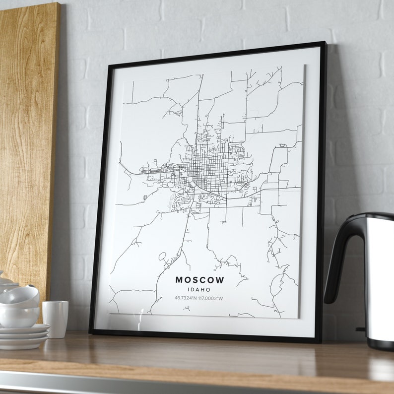 Moscow Idaho Map Print Poster Moscow ID Wall Art Gift | Etsy