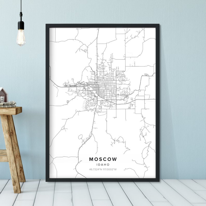 Moscow Idaho Map Print Poster Moscow ID Wall Art Gift | Etsy