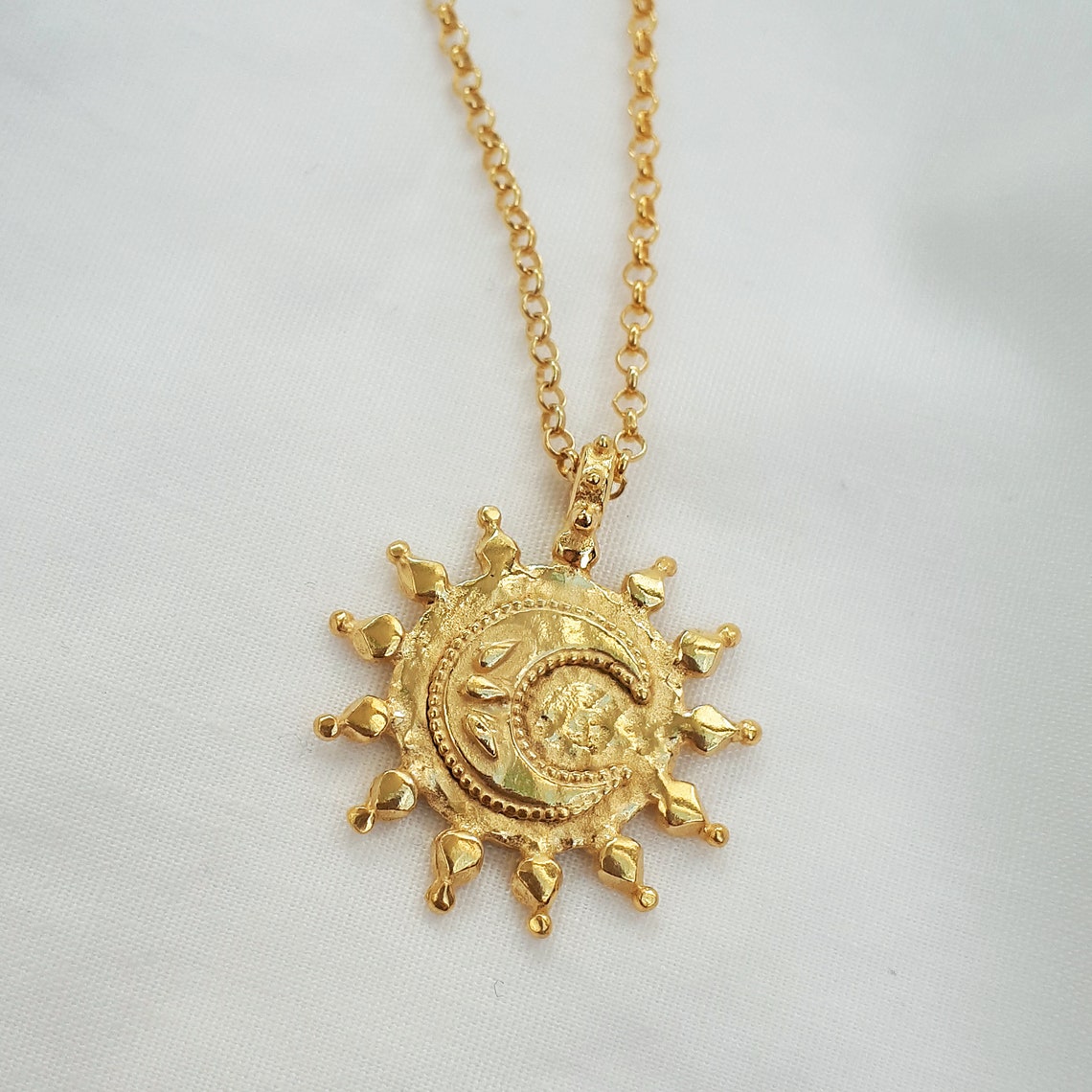 Hammered Moon Coin Pendant - Etsy