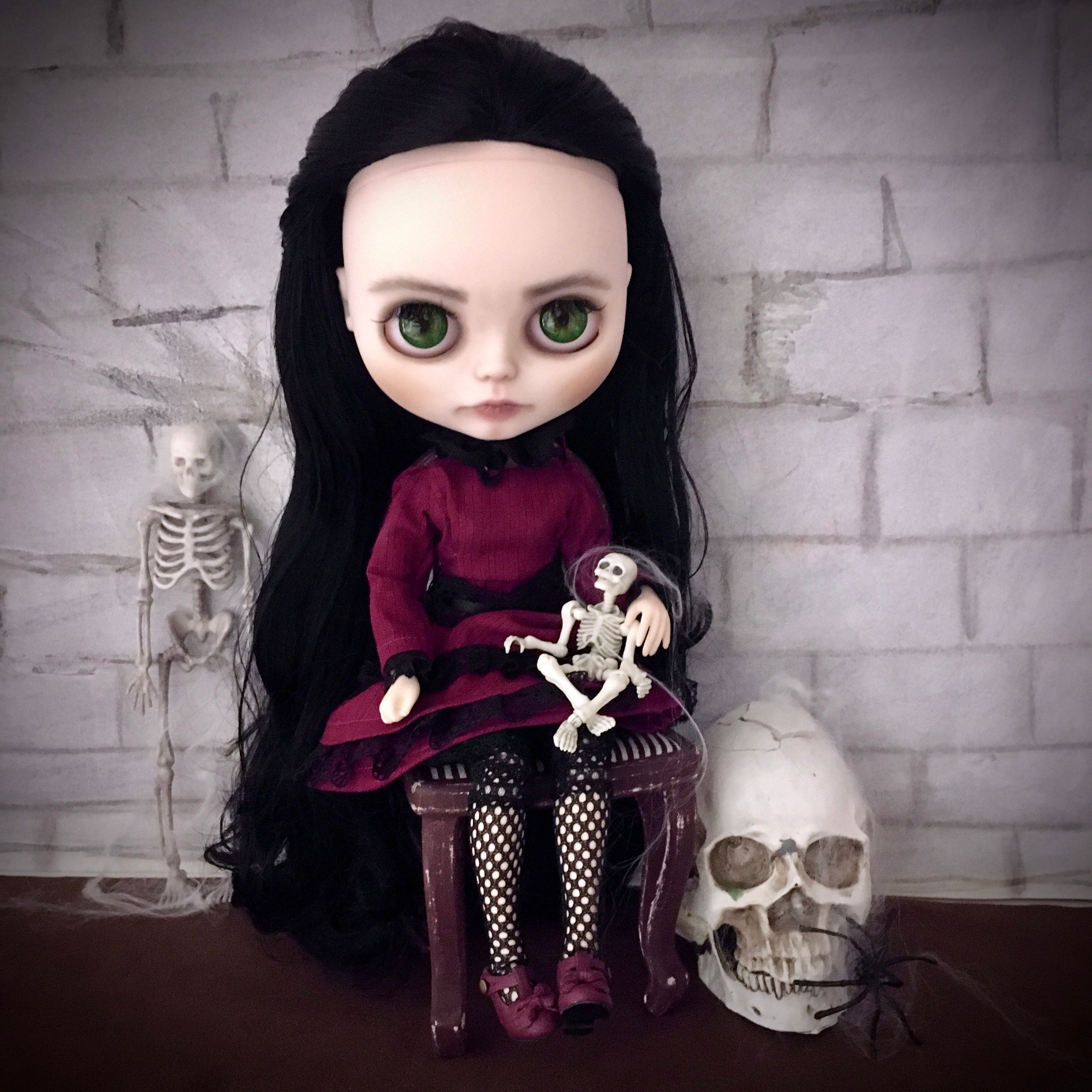 Wednesday Addams blythe custom doll black hair | Etsy