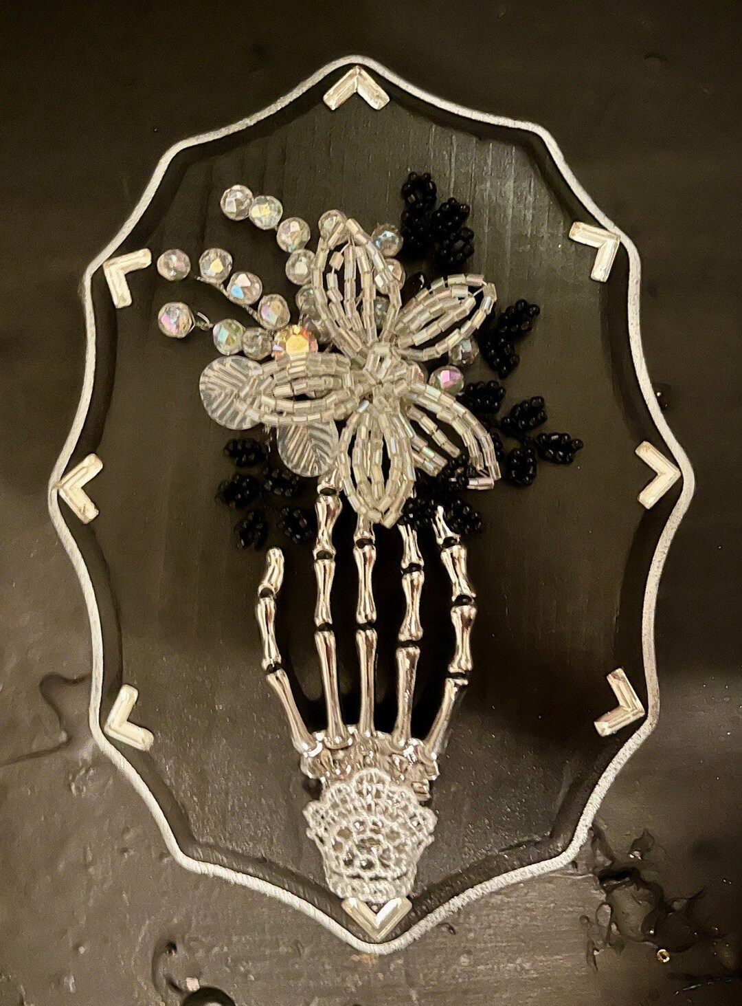 Fancy Victorian Skeleton Hand Offering French Beaded Flowers - Etsy