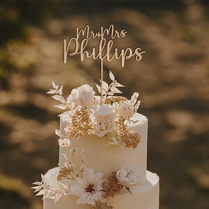 Gold Wedding Cake Topper / Custom Script Cake Topper for Wedding ...
