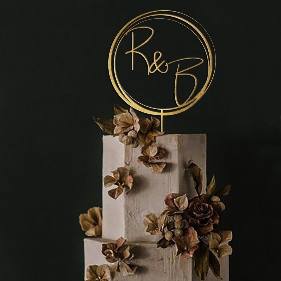 Rustic Wedding Cake Topper / Custom Initial Cake Toppers for Wedding ...