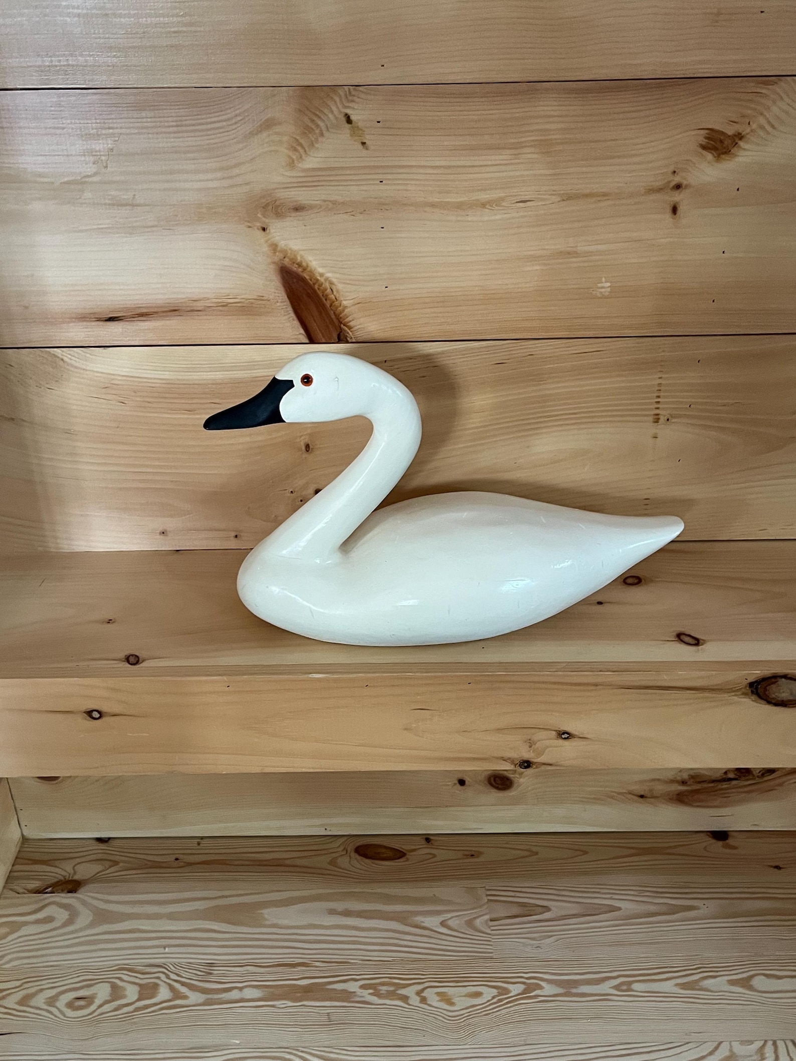 Vintage Wood Swan Hand Carved Large Wood Goose Decoy Artist Signed and ...