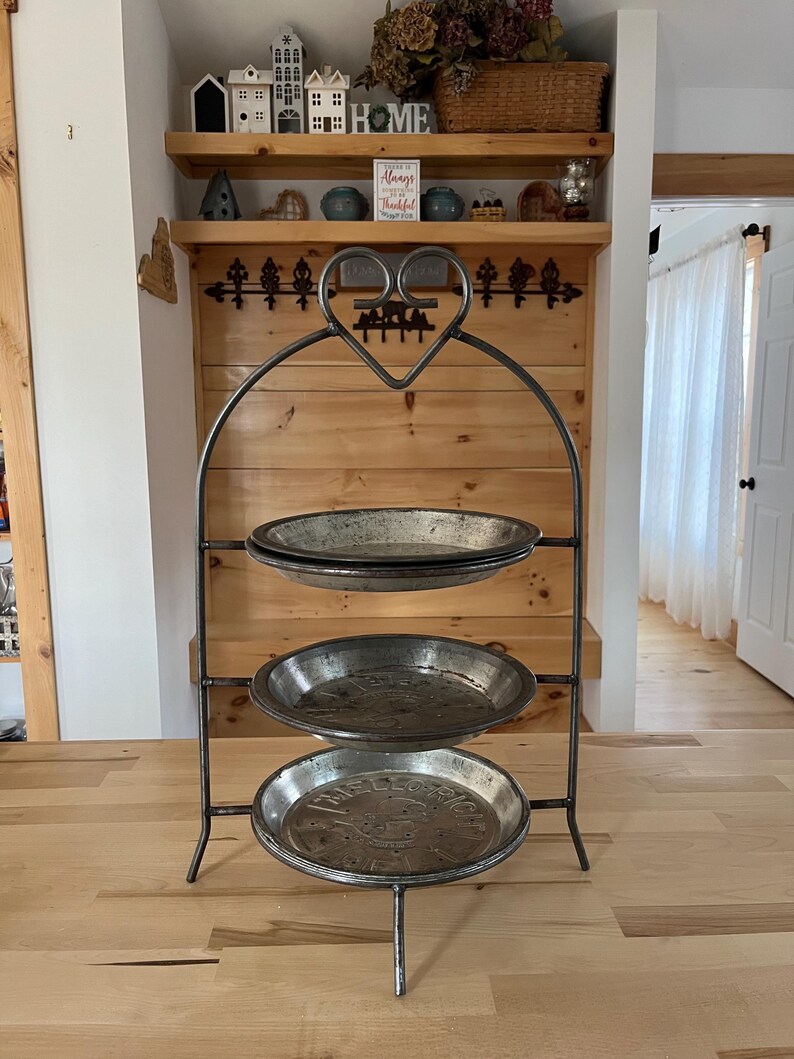 Vintage Three Tiered Metal Pie Rack Pie Cooling Stand Cupcake Display ...