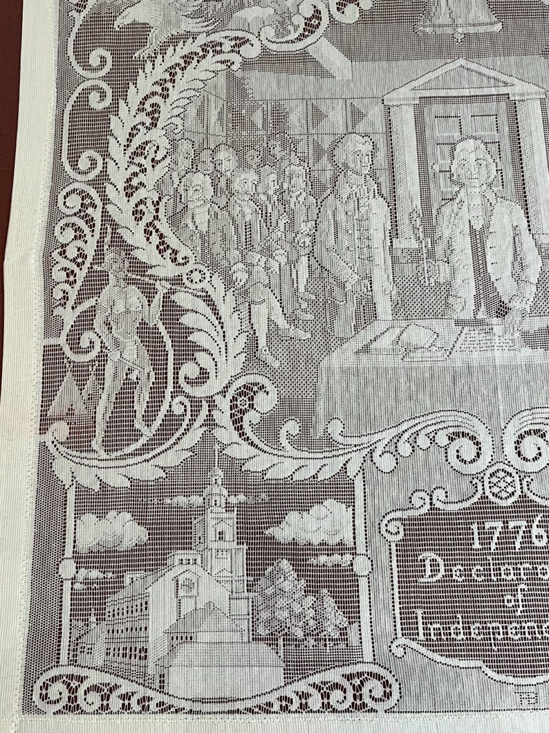 Vintage Filet Crochet Declaration of Independence Framed Needlepoint ...