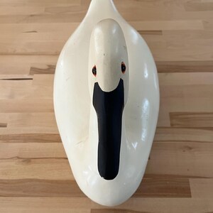 Vintage Wood Swan Hand Carved Large Wood Goose Decoy Artist Signed and ...