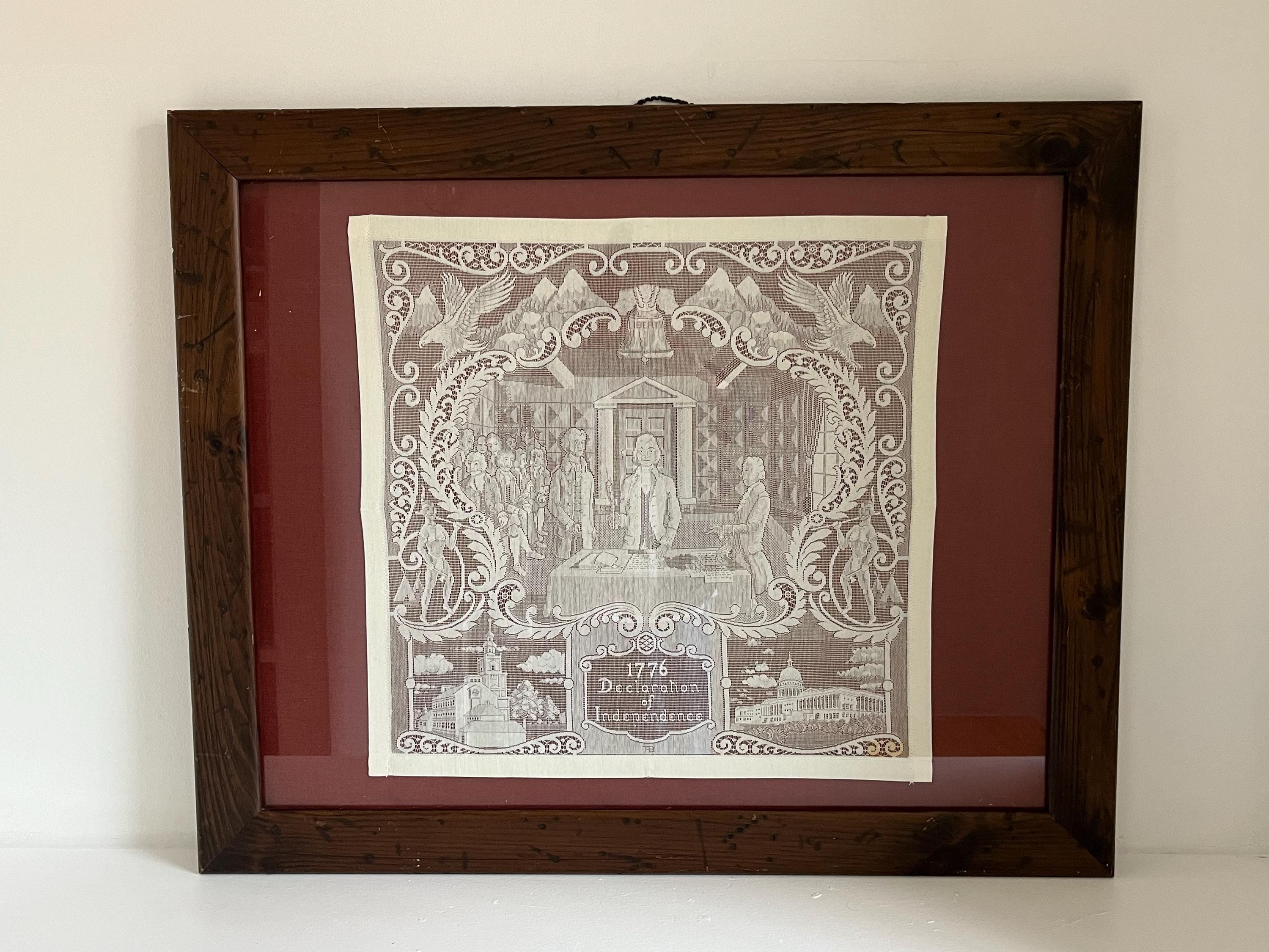 Vintage Filet Crochet Declaration of Independence Framed Needlepoint ...