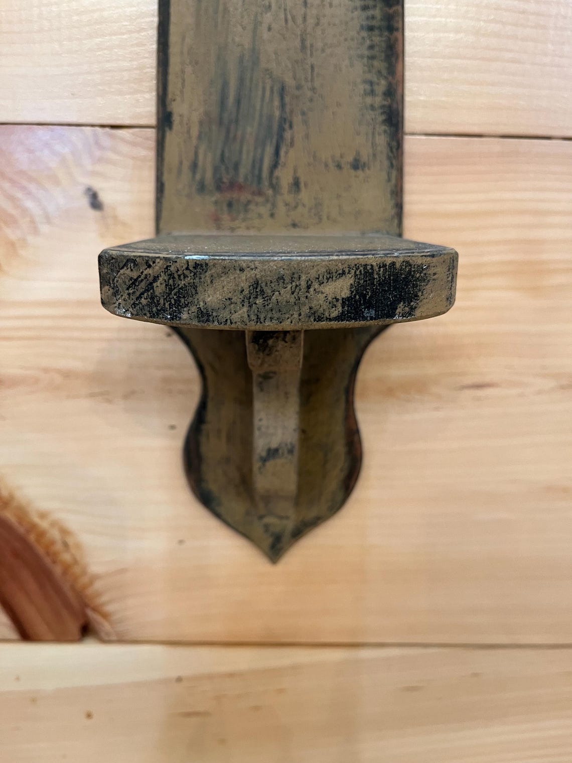 Vintage Primitive Wood Sconce Farmhouse Style Candle Holder Rustic Wall ...