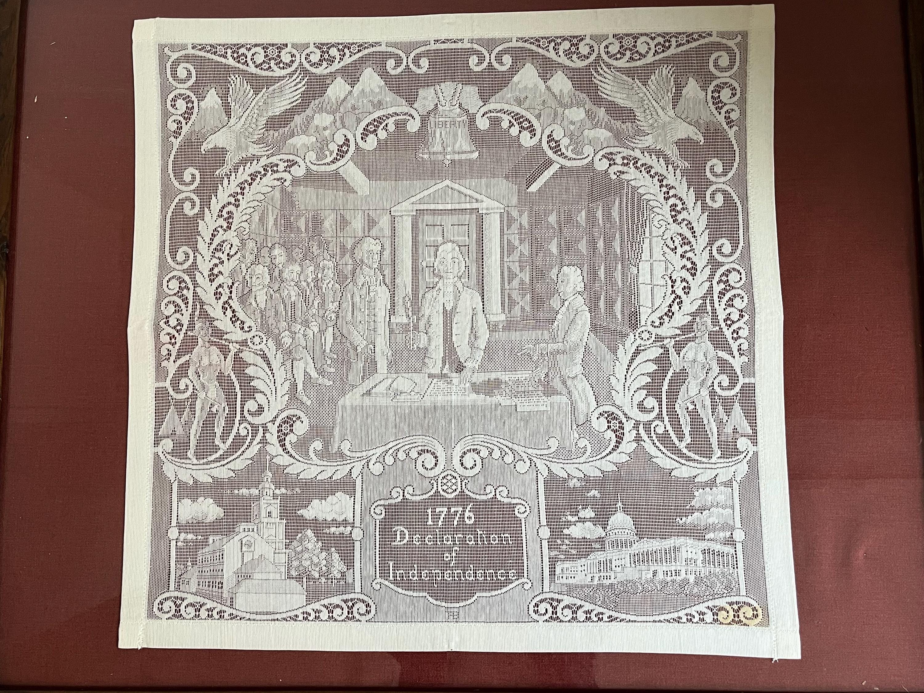 Vintage Filet Crochet Declaration of Independence Framed Needlepoint ...