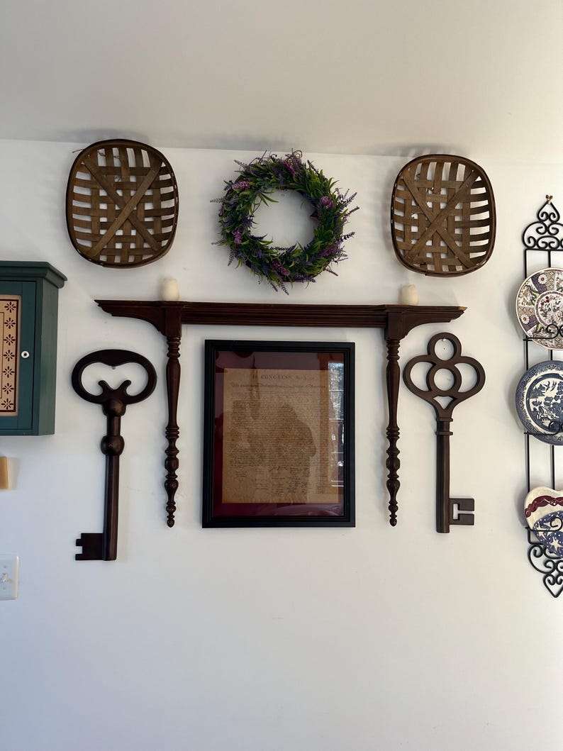 Vintage Large Metal Keys Set of Two Retro Wall Hanging Decor Farmhouse ...