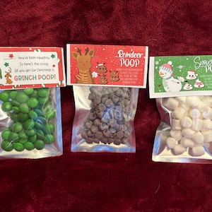 Grinch, Reindeer & Snowman “poop” Candy Bags - Etsy