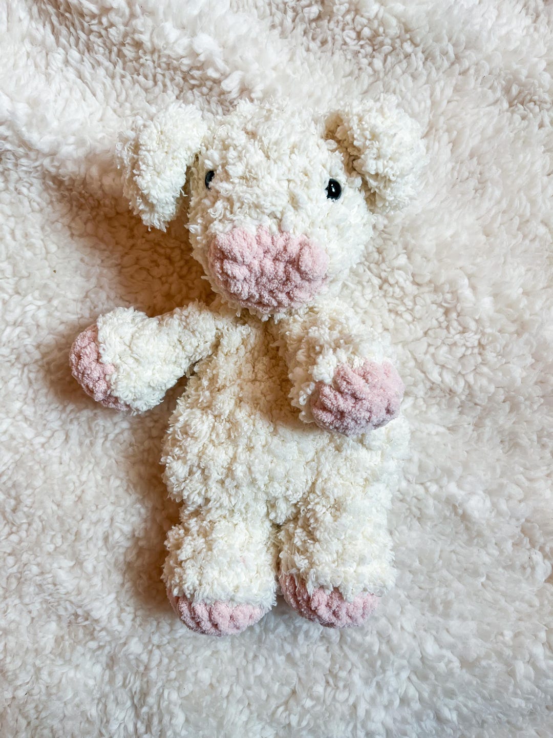 Fuzzy Cow Snuggler | Handmade Crochet Blanket Yarn Plush Lovey, Toddler ...
