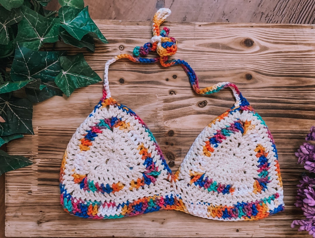The Rainbow Edge Bralette Handmade Crochet Small Womens Cotton Lingerie ...