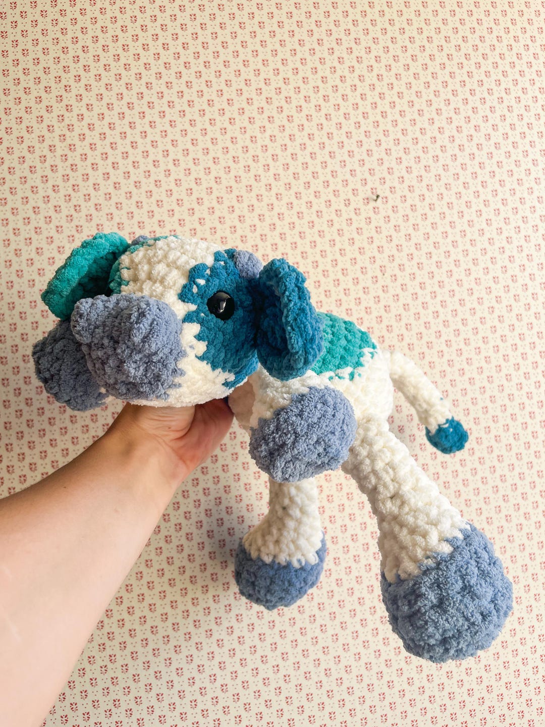 Crochet Cow Snuggler | Handmade Blanket Yarn Plush Lovey, Toddler Farm ...