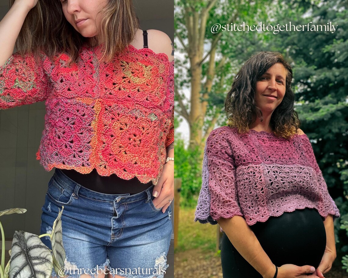 The Camellia Shell Sweater Pattern PDF | Intermediate Granny Square Top ...