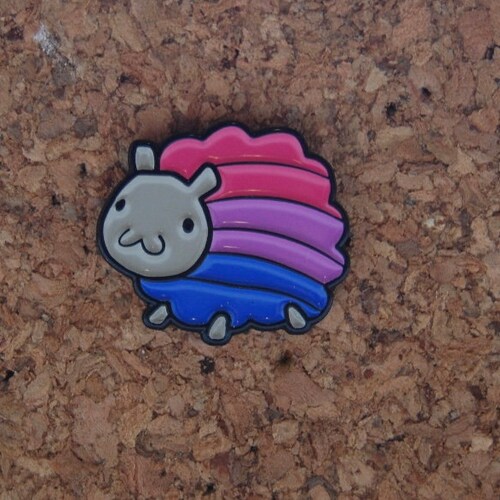 Bisexual Pride Flag Crystal and Cat Glitter Enamel Pin Set of - Etsy