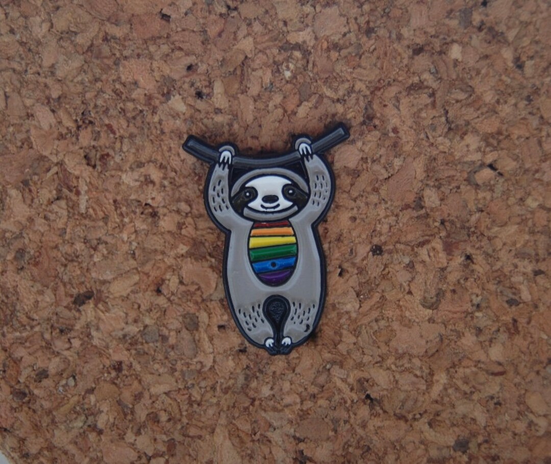 Rainbow Sloth Enamel Pin - Etsy