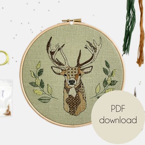 Stag Embroidery Pattern Modern Stitching Digital Download - Etsy