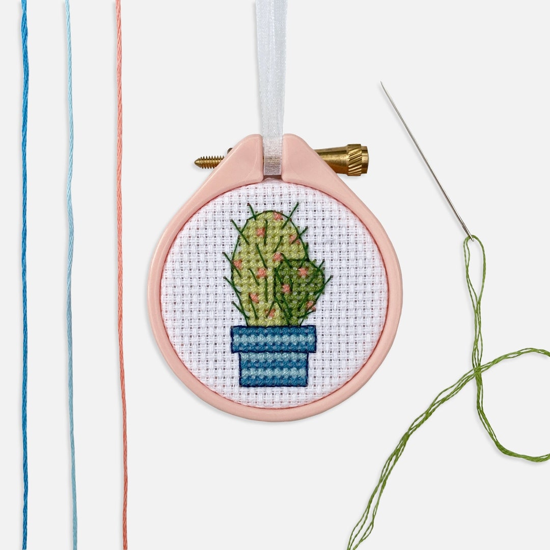 Mini Cactus Cross Stitch Kit, Beginner Easy Craft Set, Quick Counted ...
