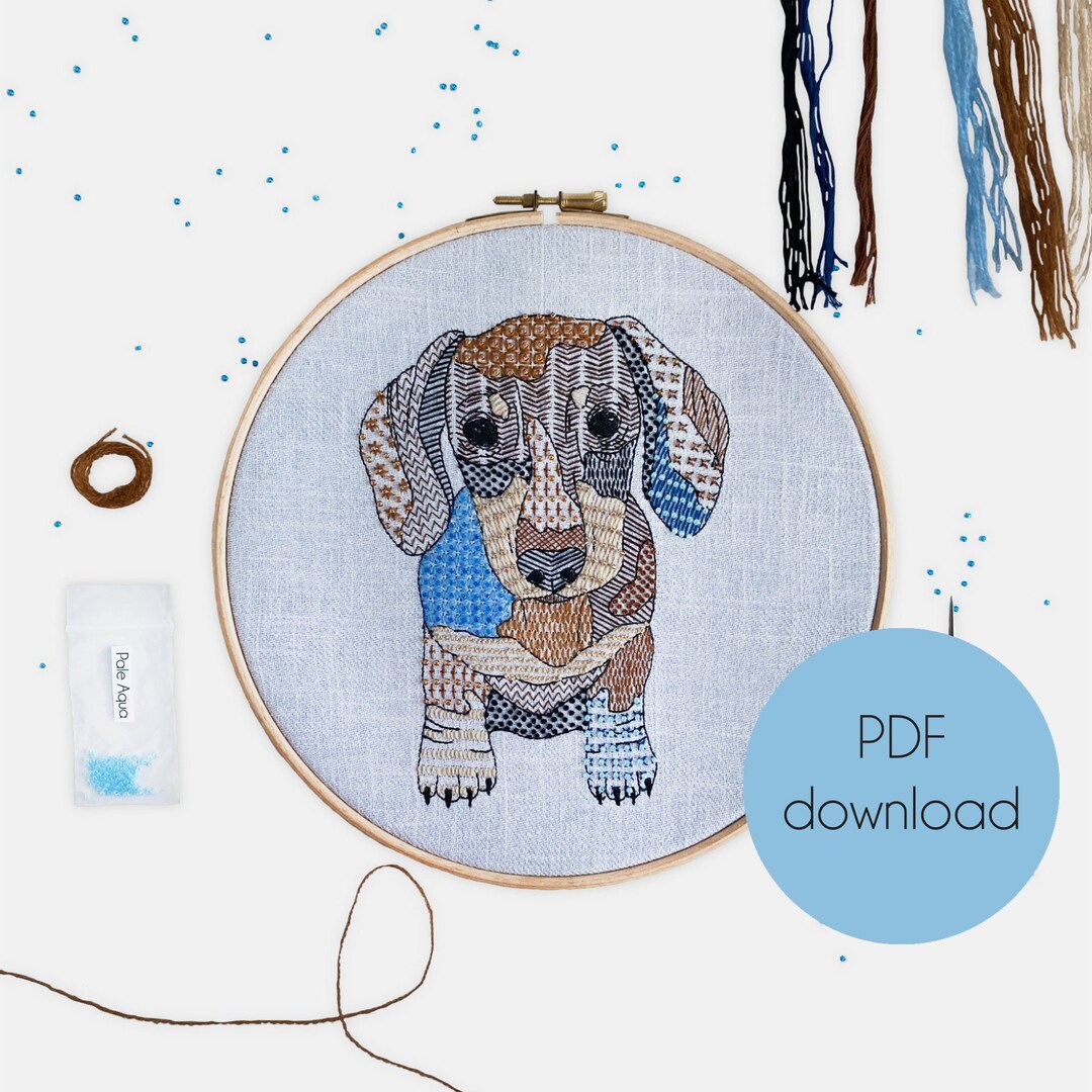 Dachshund Embroidery Pattern Instant Download - Etsy UK