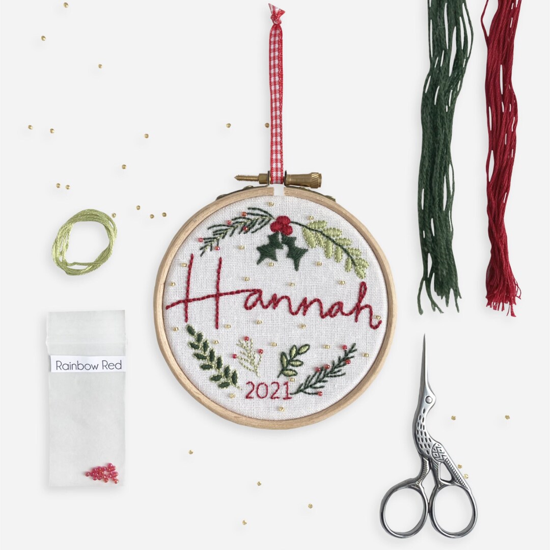 Personalised Embroidery Kit - Christmas Name Decoration - Etsy