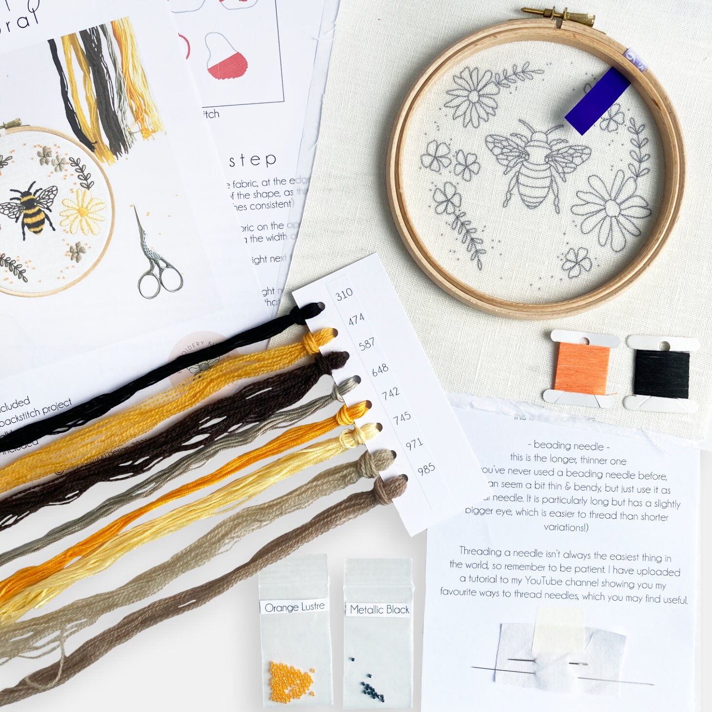 Floral Bee Embroidery Kit Craft Project - Etsy