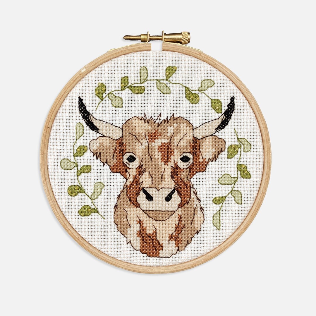 Highland Cow Cross Stitch Kit Animal Crafting Set - Etsy