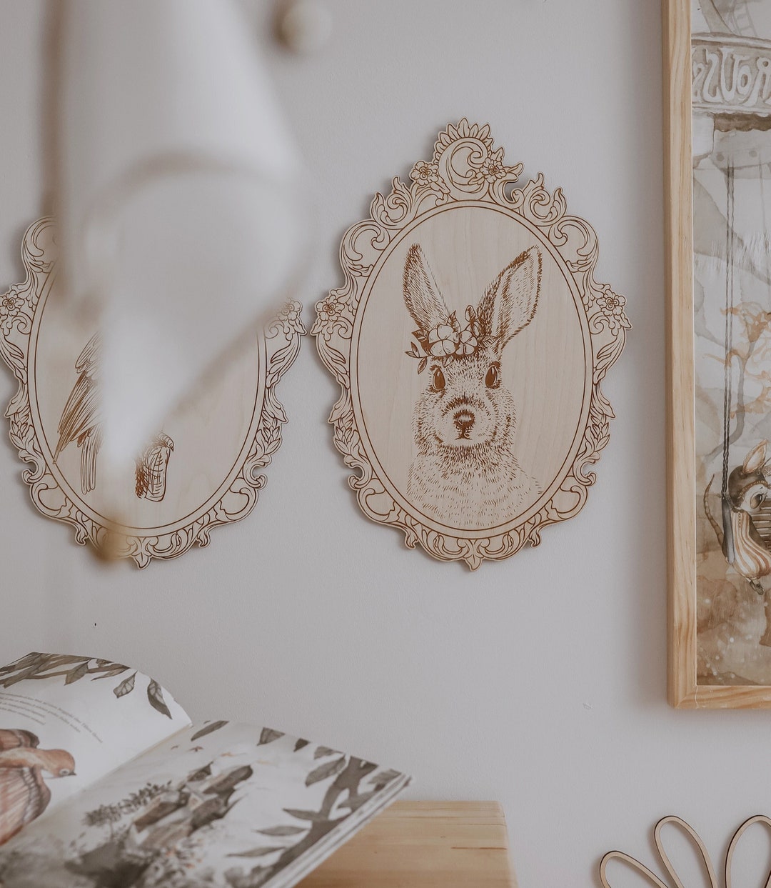 RABBIT - Engraved Picture With Retro Frame - Forest Animal ...