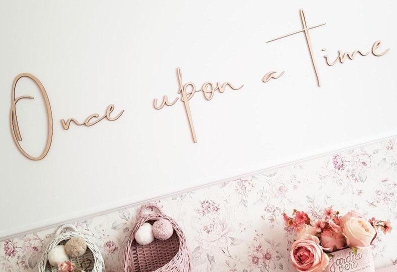 Wooden Wall Sign: Once Upon a Time, Schriftzug, Wanddekko, Babyzimmer ...
