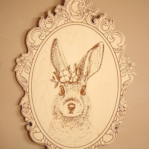 RABBIT - Engraved Picture With Retro Frame - Forest Animal ...