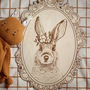 RABBIT - Engraved Picture With Retro Frame - Forest Animal ...