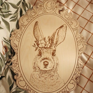 RABBIT - Engraved Picture With Retro Frame - Forest Animal ...