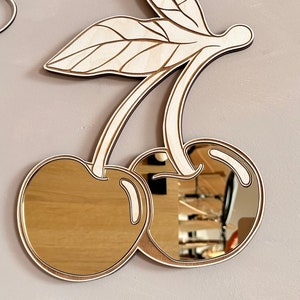 Cherry Mirror Handcrafted Children's Room Decor Wooden Plywood and Gold ...