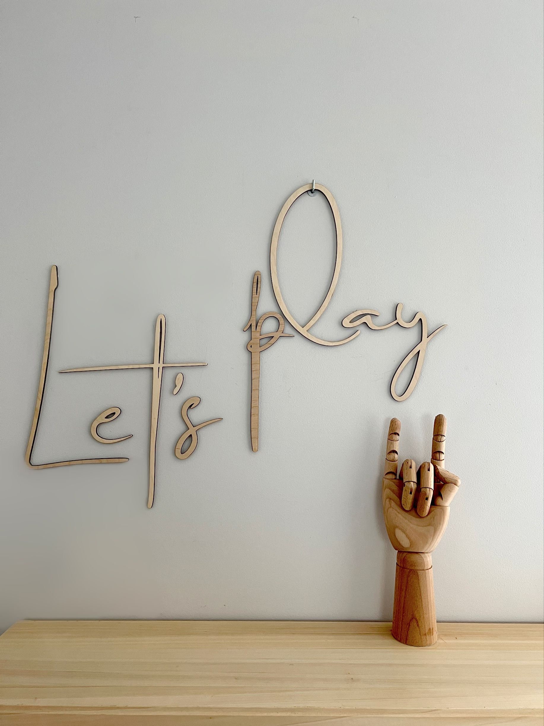 Laser-cut Plywood Sign "let's Play" - Wall Decoration for Children's ...
