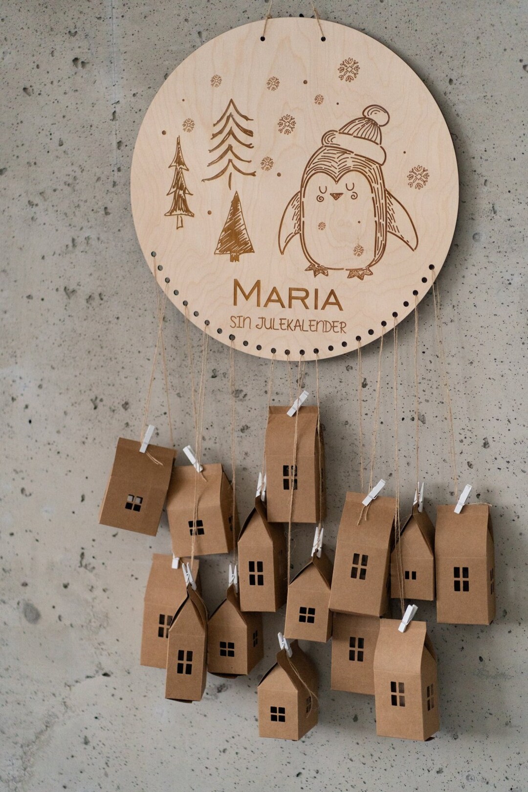 Personalized Wooden Advent Calendar for Children With Pinguin + Crafts ...