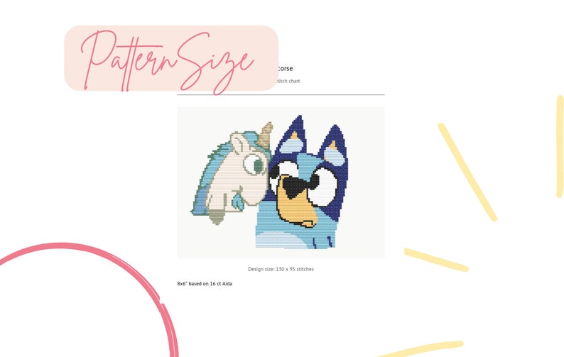Unicorse and Bluey Cross Stitch Pattern - Etsy