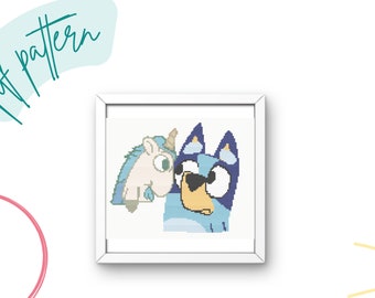 Bluey Unicorse Unihorse Children Cross Stitch Needlepoint Pattern ...