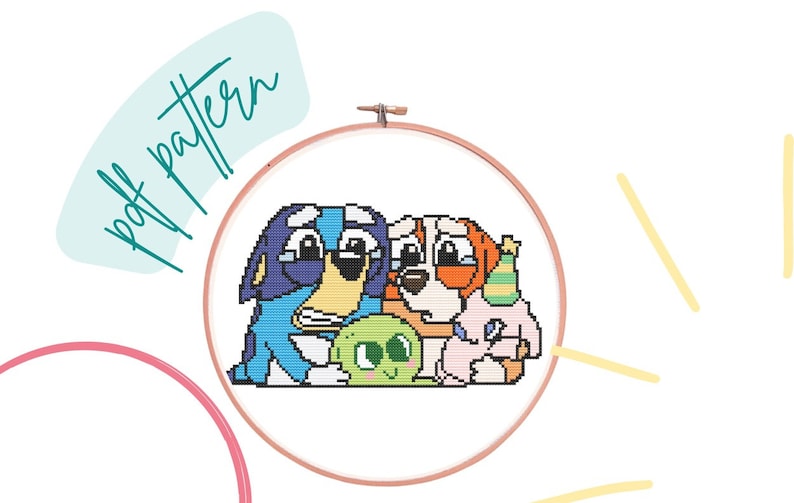 Double Please Bluey and Bingo Cross Stitch Pattern - Etsy Australia