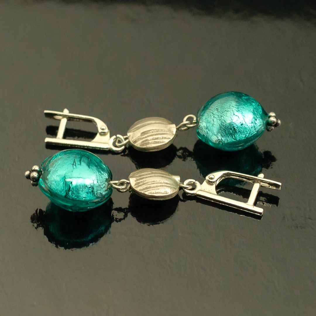 Beautiful Vibrant Murano Glass Earrings • Murano Sea Wave Color Beads ...